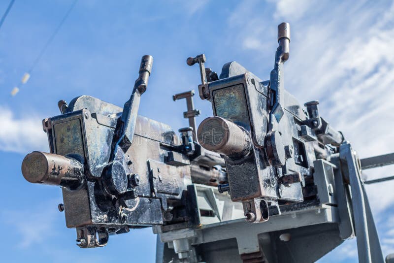 Antique Battle Ship Machine Guns Stock Image - Image of military, navy ...