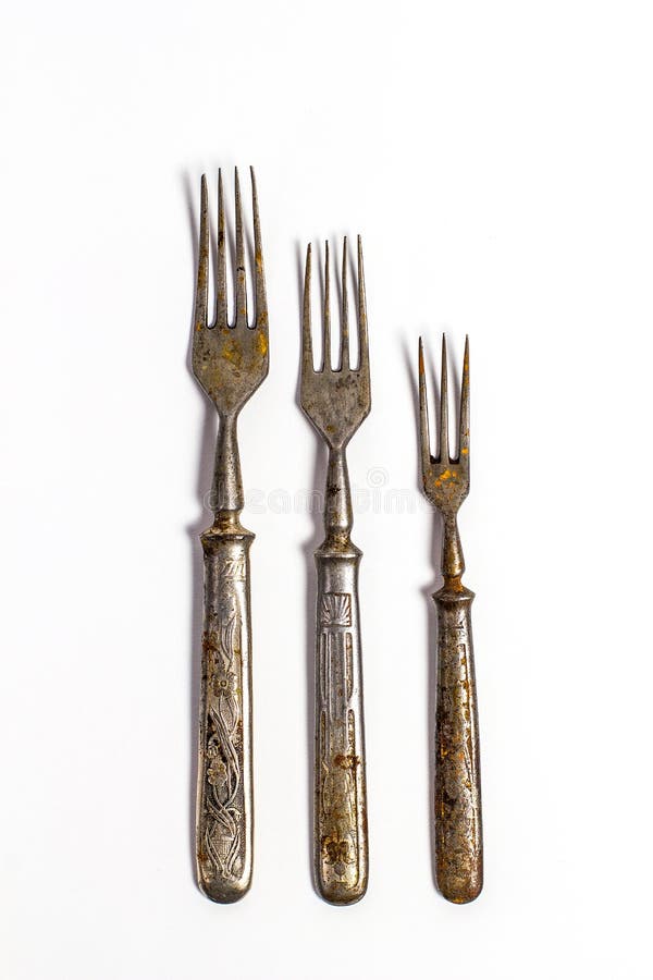 Antique Metal Rusty Fork on a White Background Stock Image - Image of ...