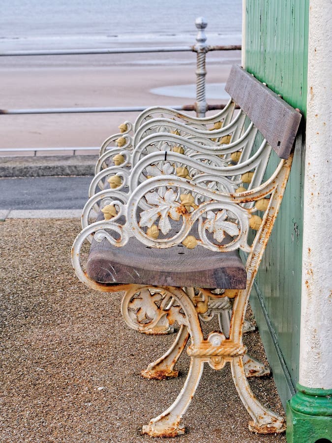 Antique Bench on the Blackpool Promenade Stock Photo - Image of metal ...