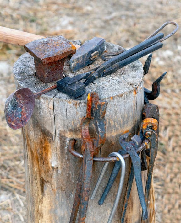 The Antique Blacksmith`s Tools Stock Photo - Image of industry, smithy ...
