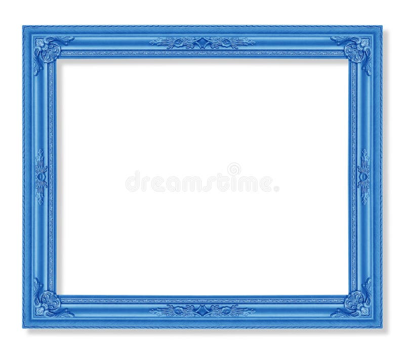 The Antique Blue Frame on the White Background Stock Photo - Image of ...