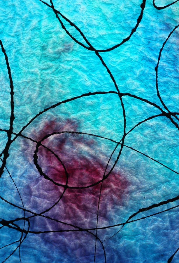 Antique Blue Glass with Black Paint Splashed on Surface and Light ...