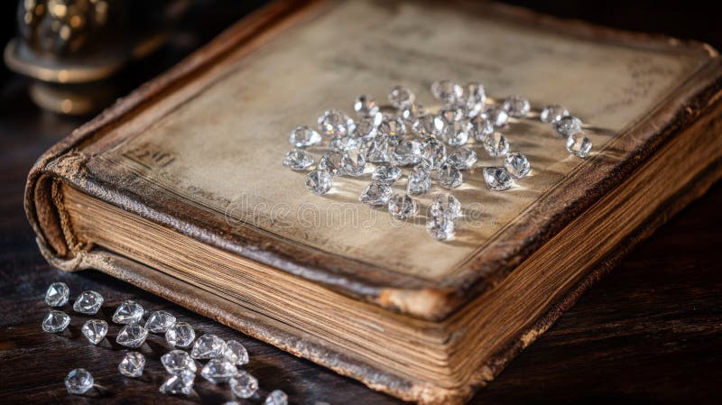 Antique Book Adorned with Sparkling Diamonds Stock Illustration ...