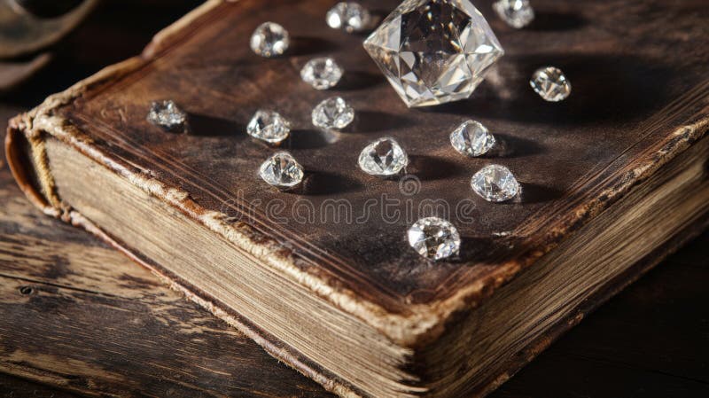 Antique Book Adorned with Sparkling Diamonds Stock Illustration ...