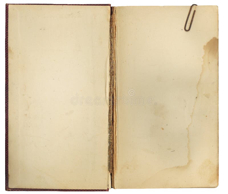 Antique Book Open with Paperclip Stock Photo - Image of book, texture ...