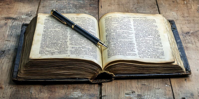 Antique Book with Quill Pen: a Vintage Image of Handwritten Notes Stock ...