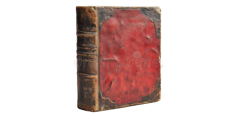Antique Book with Worn Red Cover Isolated on Transparent Background ...