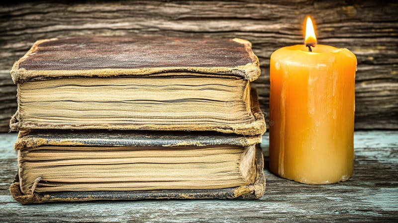 Antique Books Lit Candle Wood Background Reading Stock Photos - Free ...
