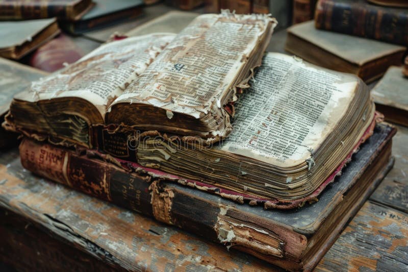 Antique Books on Wooden Table Stock Photo - Image of academic, worn ...