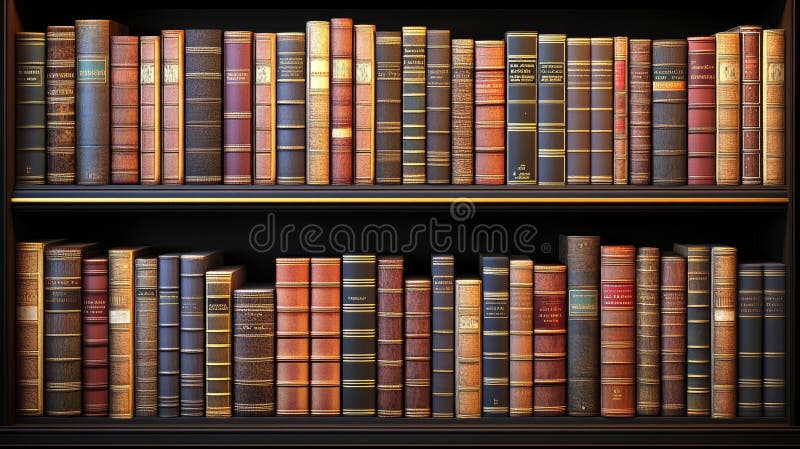 Antique Bookshelf with Classic Literature. Old Library, Knowledge and ...