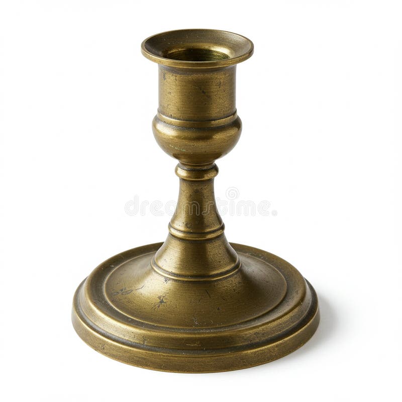 Antique Brass Candlestick with a Classic Design, Featuring a Broad ...