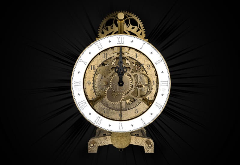 Antique Brass Clock 3d Rendering Stock Illustration - Illustration of ...