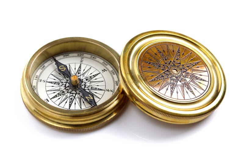 Antique brass compass stock image. Image of macro, single - 18738107