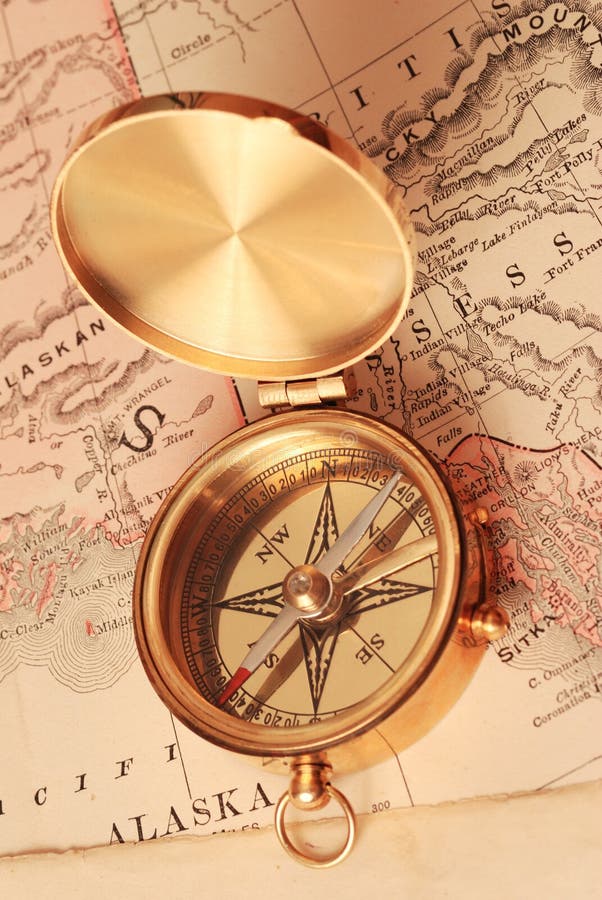 Antique brass compass stock photo. Image of columbus, alaska - 2411124