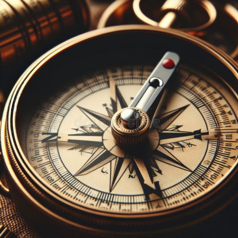 Antique Brass Compass on Map Representing Historical Exploration Stock ...