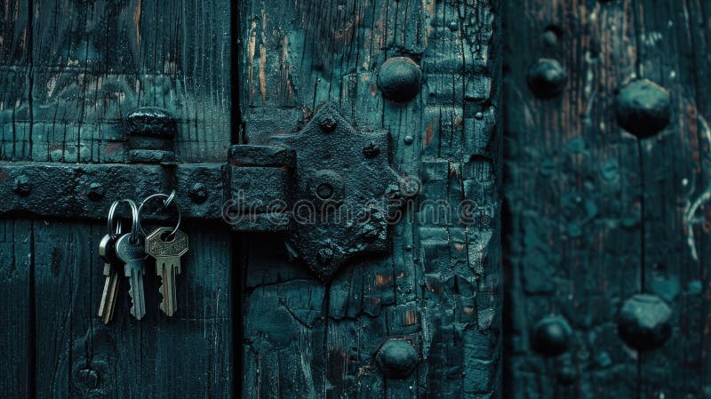 An Antique Brass Door Handle with Keys Dangling, Shot in Sharp Focus ...