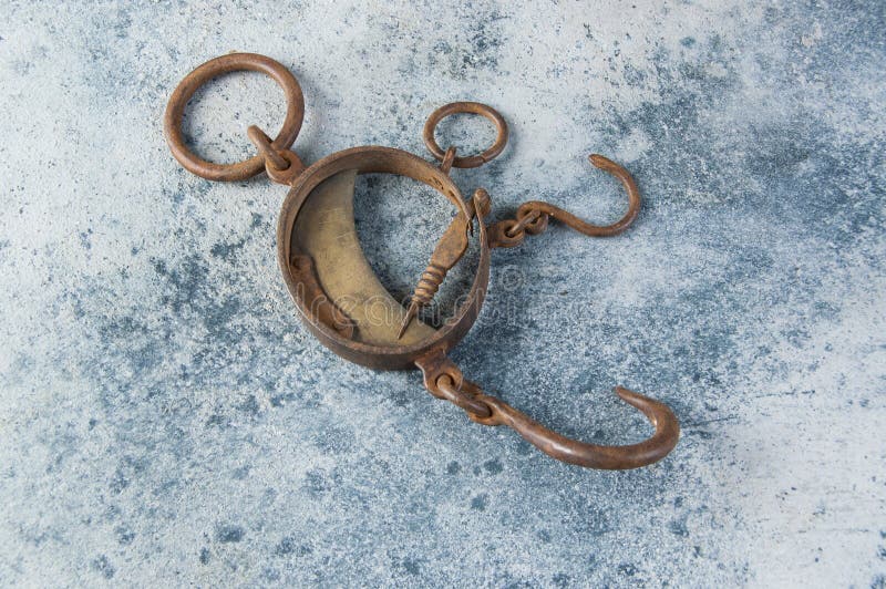 Antique Brass Iron Rusty Hand Scales with Hooks Stock Image - Image of ...