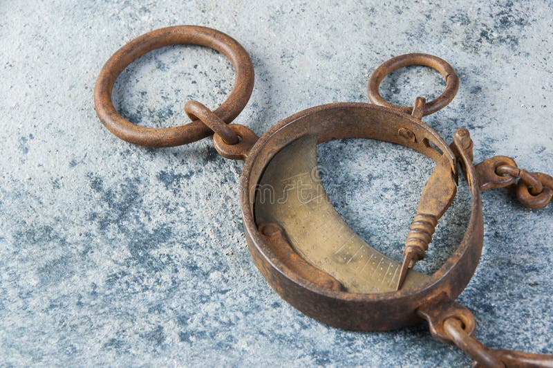Antique Brass Iron Rusty Hand Scales with Hooks Stock Photo - Image of ...