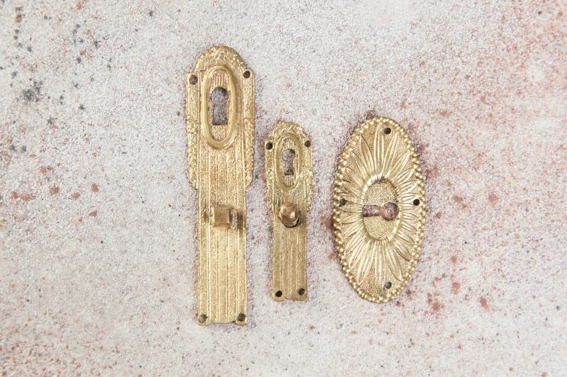 Antique Brass Key Hole Covers Stock Photo - Image of door, brown: 222802316