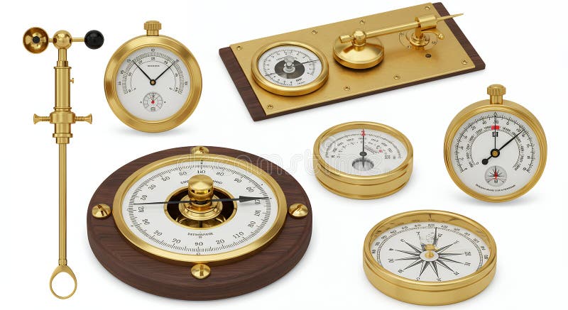 Antique Brass Nautical Instruments Stock Illustration - Illustration of ...