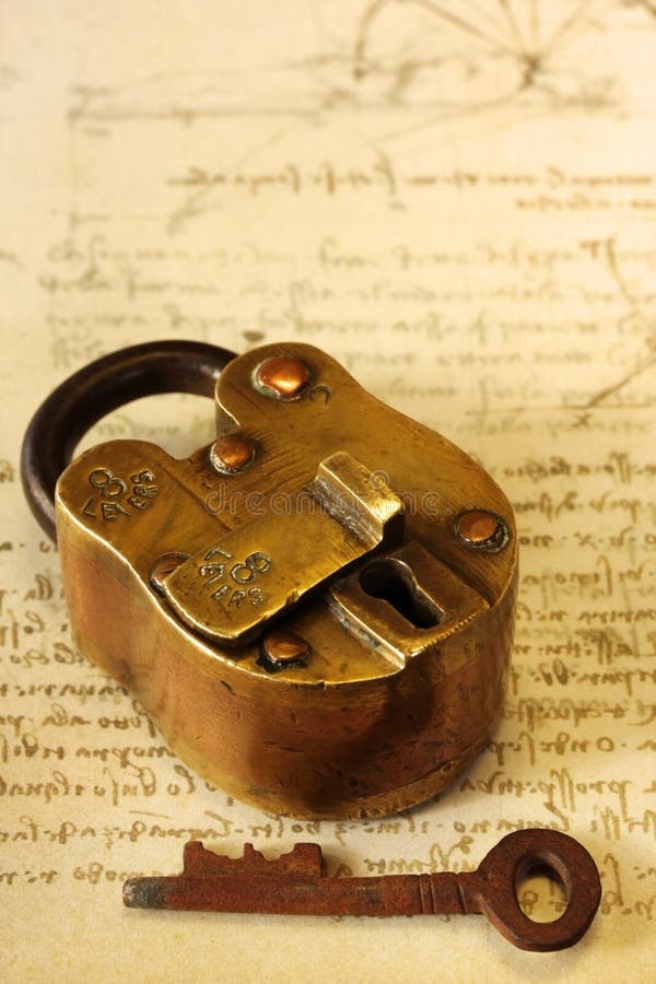 Antique Brass Padlock stock image. Image of locked, symbol - 3823887