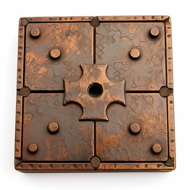 Antique Brass Puzzle Box with Unique Geometric Design and Rustic Finish ...