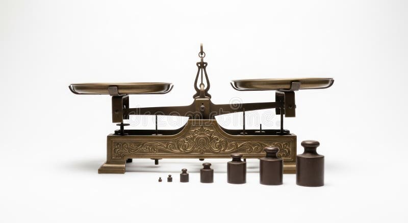 Antique Brass Scale with Weights Stock Illustration - Illustration of ...