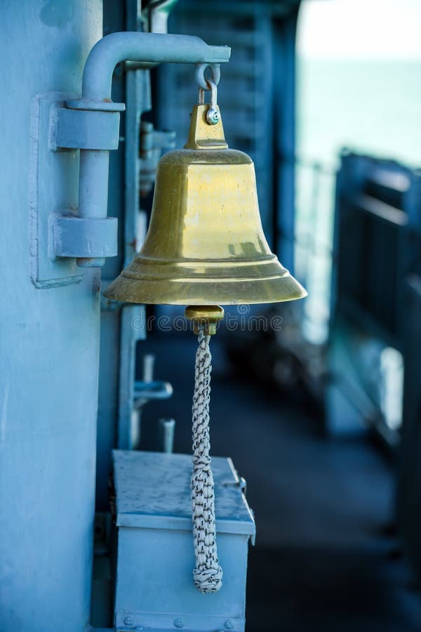 Antique brass ship`s bell stock image. Image of copper - 268142275