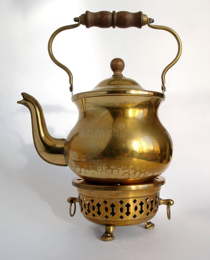 Antique brass teapot stock photo. Image of kettle, gold - 39593804