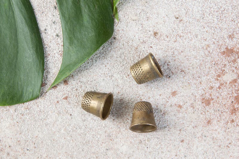 Antique brass thimbles stock image. Image of tool, antique - 164678579