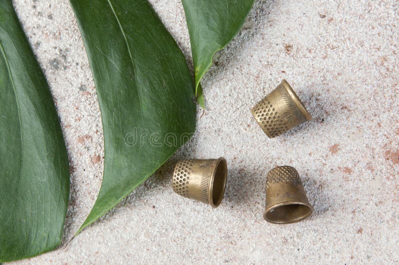 Antique brass thimbles stock image. Image of ancient - 164678629