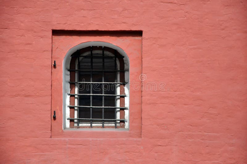 Antique Brick Wall with an Arched Window. Texture Stock Photo - Image ...