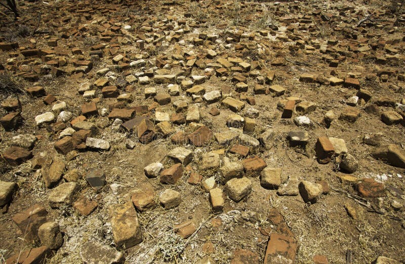 Antique Bricks Cover the Ground in an Outback Australian Mining Ghost ...