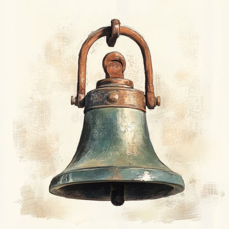 Antique Bronze Bell on a Grunge Background, Vector Illustration. Stock ...