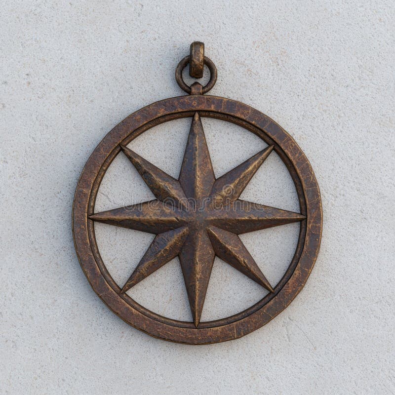 Antique Bronze Compass Rose Pendant Stock Illustration - Illustration ...
