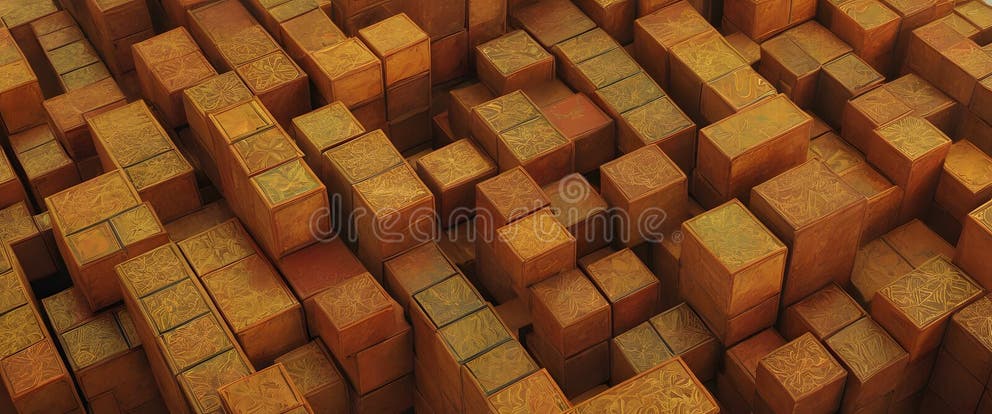 Antique Bronze Cube Artwork AI Generative Stock Photo - Image of ...