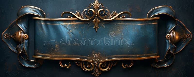 Antique Bronze Frame with Blank Parchment Scroll and Ornate Details ...