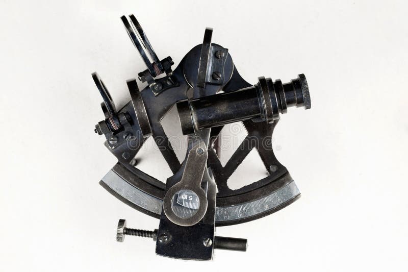 Antique Bronze Sextant on Old Paper Stock Image - Image of stars ...