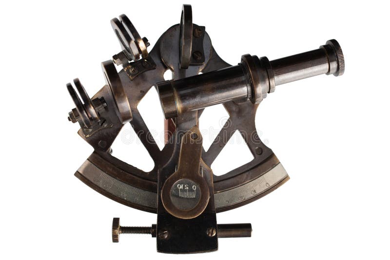 Antique Bronze Sextant on White Background Stock Image - Image of ...