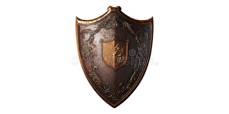 Antique Bronze Shield with Engraved Details Isolated on Transparent ...