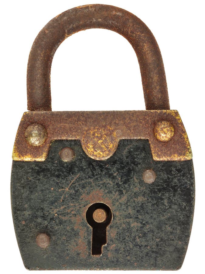Antique Brown with Black Metal Padlock Isolated on White Stock Image ...