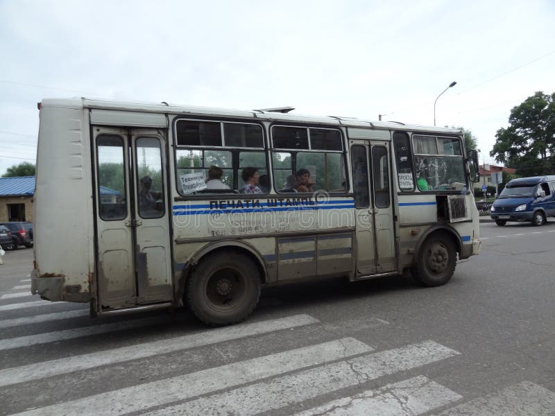 Antique bus in Russia editorial stock photo. Image of russian - 43110498