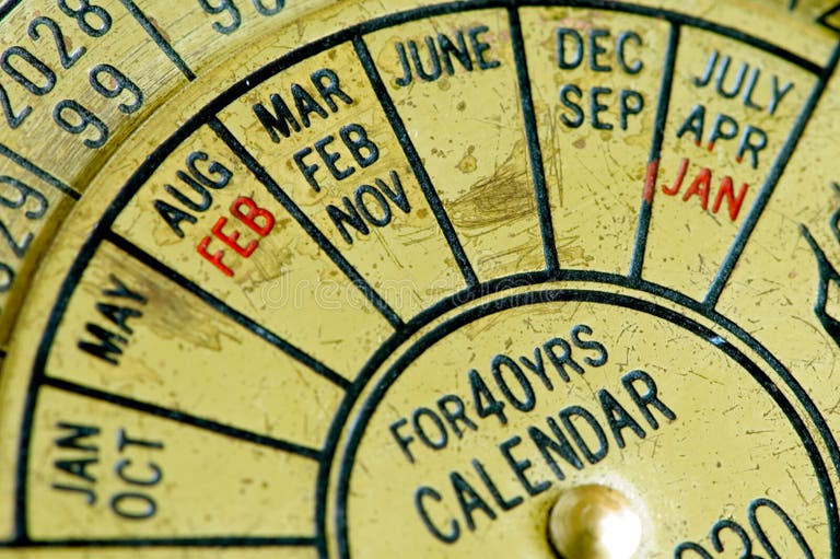 Antique calendar 2 stock photo. Image of closeup, august - 3774964
