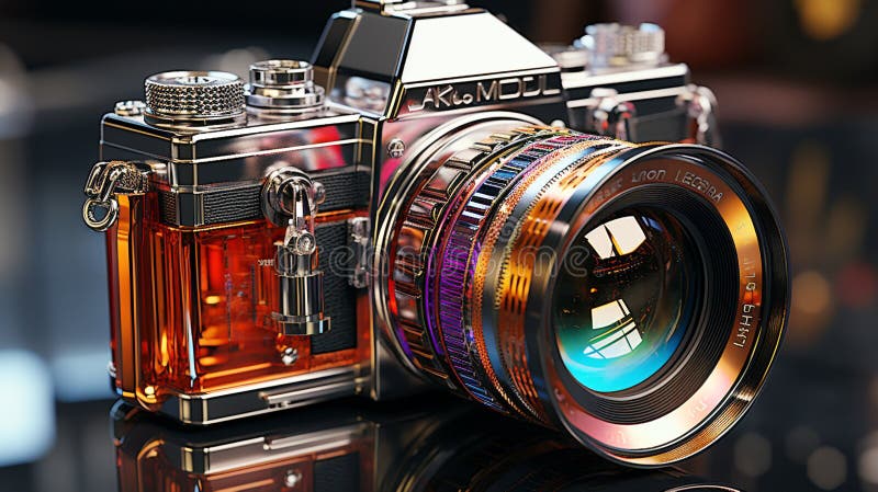 Antique Camera Captures Shiny Chrome SLR Lens Stock Illustration ...