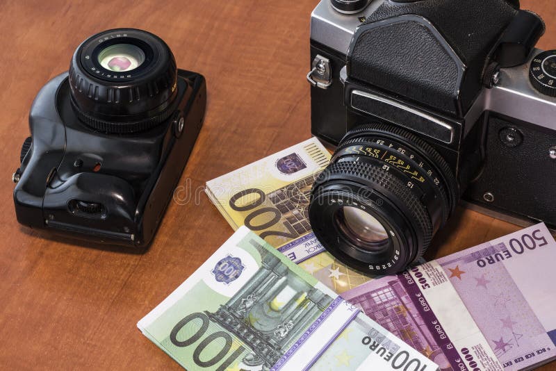 Antique Camera with a Lot of Euros Stock Image - Image of cash ...