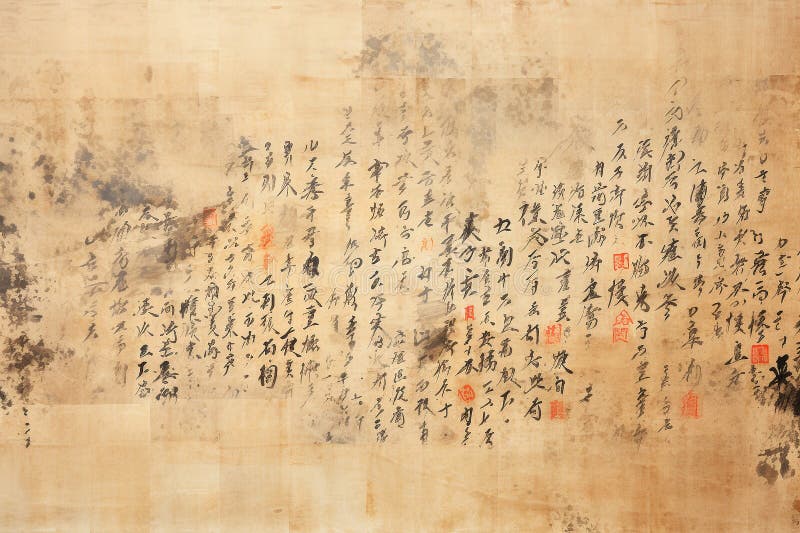 Antique Canvas with Japanese Characters, Kanji, Japanese Language. AI ...