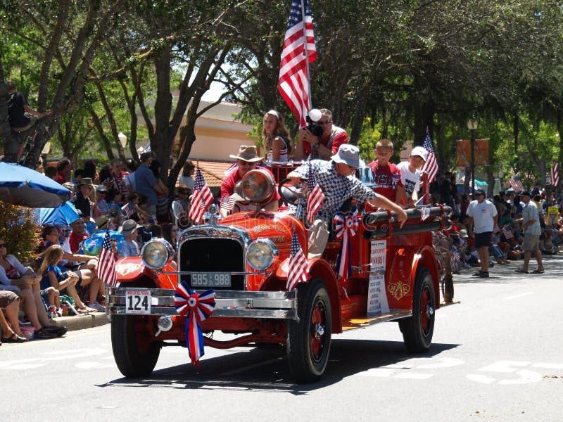 Antique car in parade editorial stock photo. Image of santa - 15054323