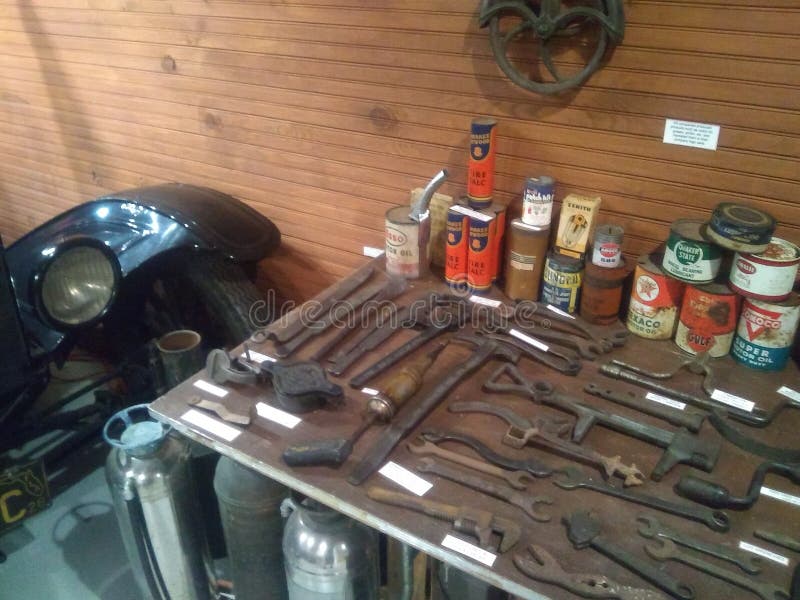Antique Car Repair Tools and Oil Cans Editorial Stock Image - Image of ...