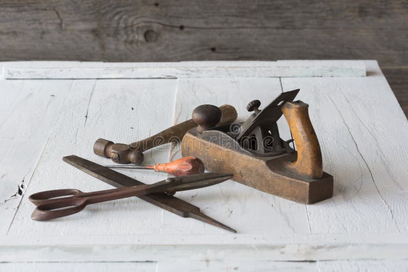 Antique carpentry workshop stock photo. Image of drill - 50873284