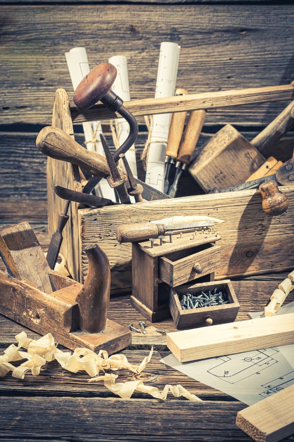 Antique Carpentry Workshop in Rustic Wooden Shed Stock Image - Image of ...